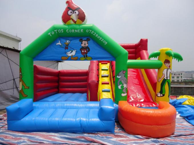 Custom Inflatable Cartoon Theme Bounce Houses With Slide For Rental ...