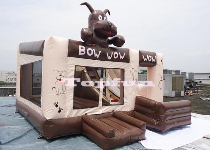 0.55mm PVC Tarpaulin Inflatable Chocolate Jumping Bouncer Castle With Slide