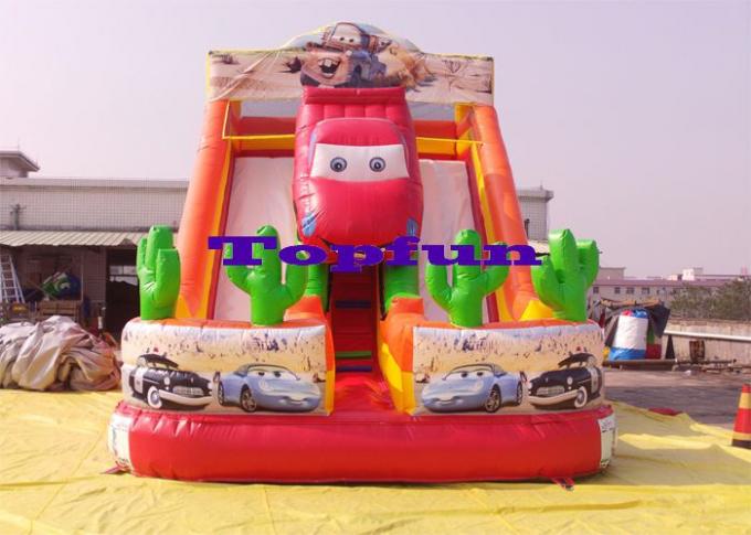Cartoon Car Decoration Inflatable Dry Slide Kids Outdoor Backyard Slide ...