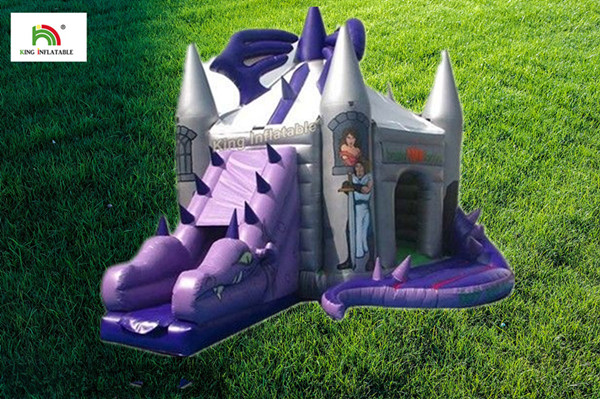 Purple Dragon Inflatable Jumping Castle With Slide For Birthday