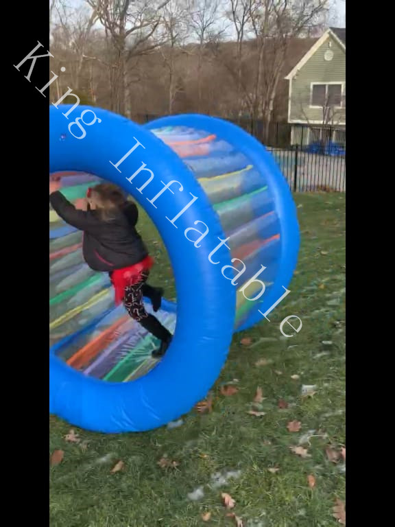PVC Kid Outdoor Colorful Inflatable Rolling Wheel With Air Pump