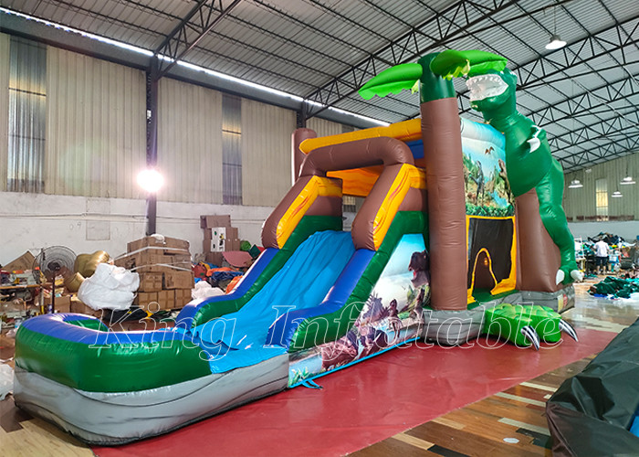 Dinosaurs Happy Hop Bouncy Castle Slide T-Rex Bounce House Inflatable ...