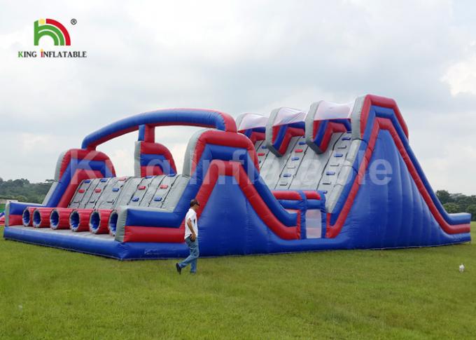 Blue 4 Lane Inflatable Sports Games / Military Blow Up Obstacle Course
